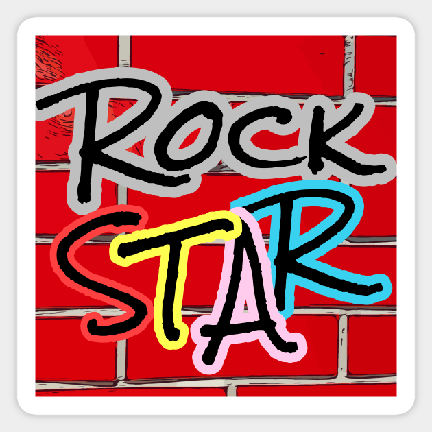 Rick Star / Red Wall Bricks Background - Monogram - Sticker | TeePublic